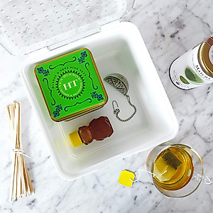 madesmart Small Stacking Lid Bin - White | STACK COLLECTION | Attached Clear Lid for Visibility | Multi-use Organizer | Non-slip Rubber Feet | - 79030