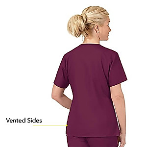 WonderWink Origins Women’s Bravo V-Neck Scrub Top - Wine, XL