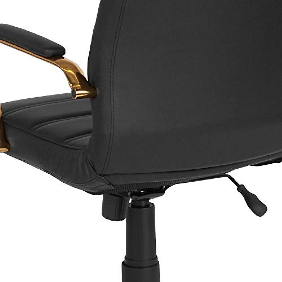 Flash Furniture Whitney High Back Desk Chair - Black LeatherSoft Executive Swivel Office Chair with Gold Frame - Swivel Arm Chair