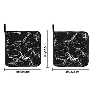 Stripe Marble Black and White Pot Holders Set of 2 Heat Resistant Hot Pot Holder Pads Kitchen Potholder for Cooking and Baking