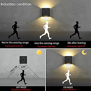 Battery Operated Wall Sconce Set of Two, USB Rechargeable LED Wall Light with Motion Sensor, 5W Indoor Cordless Wall Lamp with Switch, 3000K Warm White Magnet Wall Sconces for Bedroom Stairs Hallway