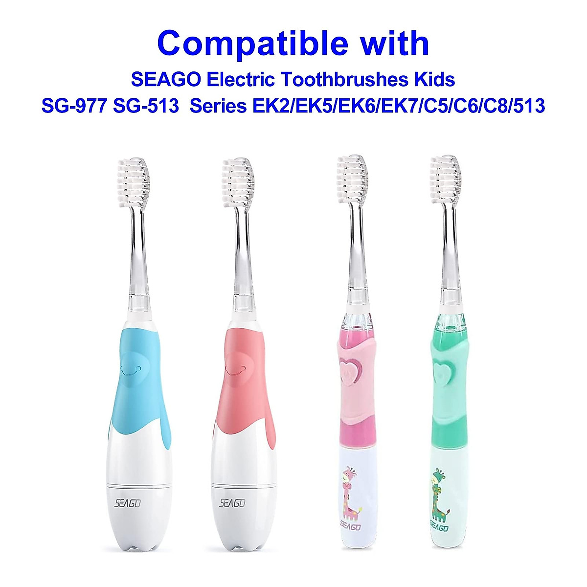 SEAGO Toothbrush Replacement Heads 6 Pack Kids Electric Replacement Brush Heads for SEAGO Toddlers Toothbrushes SG977,sg513 and Other Snap-on Electric Toothbrush