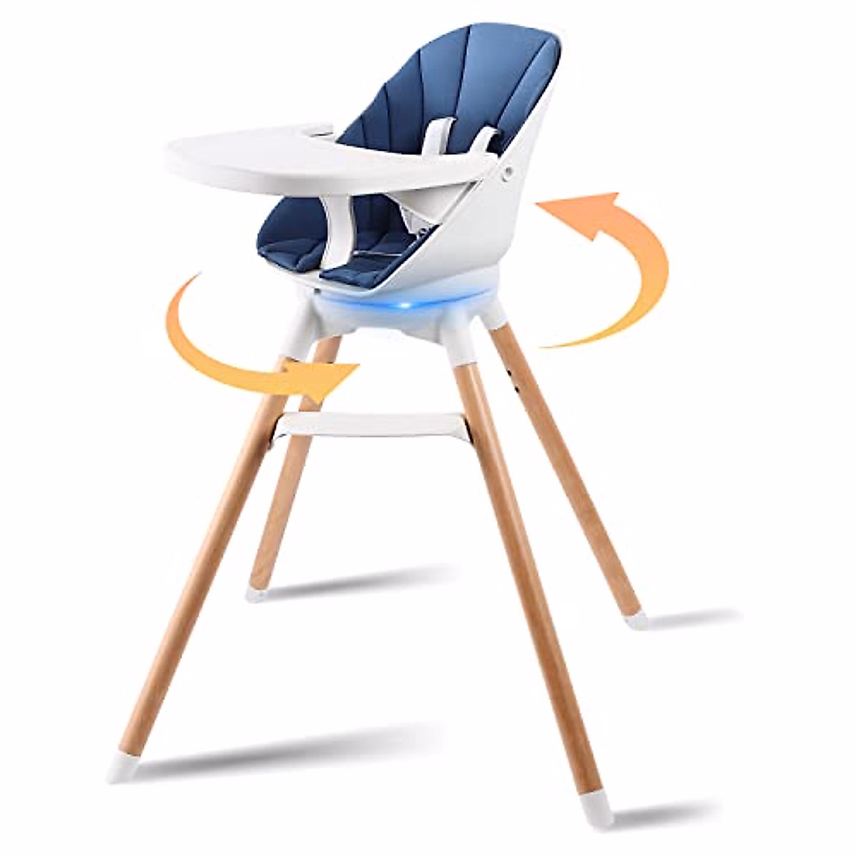 Baby High Chair for Babies and Toddlers, [ 360° Swivel ] 3-in-1 Wooden Baby Feeding High Chair, Toddler Infant High Chairs, Save Space/Easy to Clean/One-Min Assemble