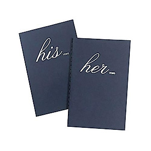 FOONEA Navy Blue Wedding Vow Book His and Her Set of 2 Bridal Shower Gifts Booklet Journal Wedding Vows Booklet