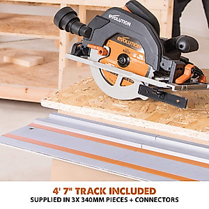 Evolution Power Tools R185CCSX Multi-Material Circular Track Saw Kit with 40" Track Included, TCT Blade Included, Cuts Wood, Plastic, Metal & More, 7-1/4 Inch