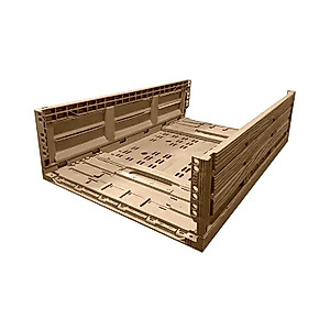 Alco Designs Collapsible Storage Bin/Container: Grated Wall Utility Basket/Tote, Durable, Long-Lasting, Wooden Designed Plastic (Small 24x16x4.1", Brown)