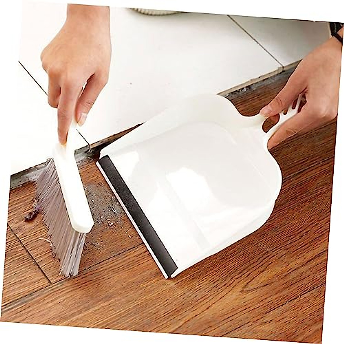 Amosfun 1 Set Broom and Dustpan Plastic White Broom with Dustpan Brush Hand Broom and Dustpan Dust Pan