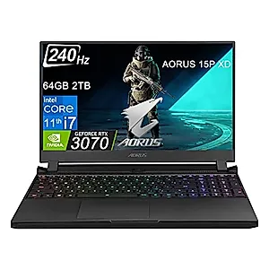 GIGABYTE AORUS 15 XD 15.6" 240Hz (64GB RAM, 2TB PCIe SSD, Intel 8-Core i7-11800H (Beat Ryzen 7 5800H), RTX 3070 8GB) Gaming Laptop, Thunderbolt 4, RGB Backlit Keyboard, Webcam, Windows 11 Home - 2022