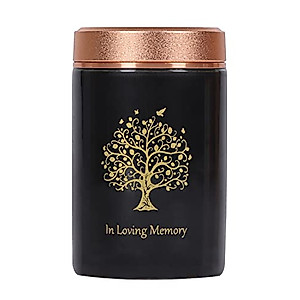 Small Urn for Human Ashes - 3'' Tree of Life Handicrafted Urn - Beautiful Tiny Keepsake Urns - Mini Urn Made of Ceramic - Hold 5 Cubic Inches of Ashes