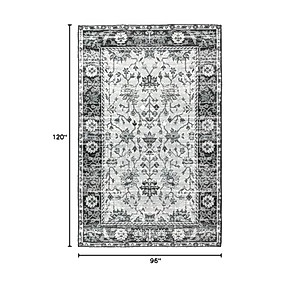 NEATIIP Washable Bohemian 8x10 Area Rug, Suitable for Bathroom for Bedroom Living Room Kitchen Outdoor The Boho Printed Area Rugs, Non-Slip Backing Washable Rug Grey2