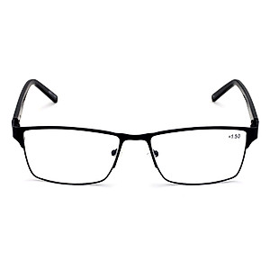 V.W.E. Men Premium Rectangle Metal with Plastic Temple Extra Large Reader - 152mm Wide Frame Reading Glasses (Black, 1.50)