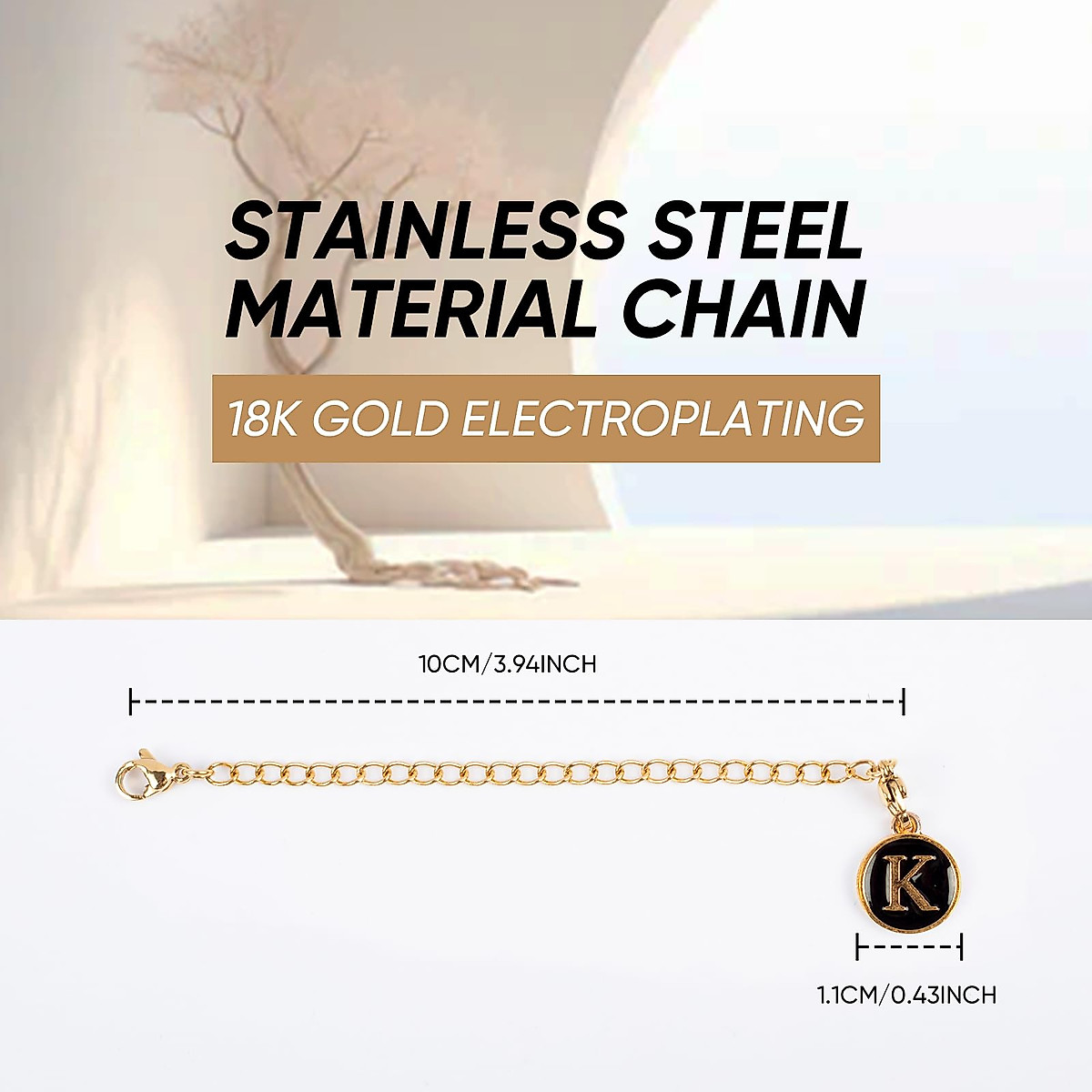 2Pcs Letter K Charms Accessories for Stanley Simple Modern Cup Name id Plate Initial Letter Handle Personalized Charm For Stanley Tumbler Water Cup Handle Identification Letter Charm White Black