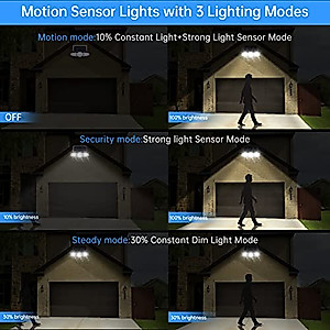 Gonengo Solar Outdoor Lights, 3 Heads Solar Motion Sensor Lights, IP65 Waterproof, 270°Wide Lighting Angle Solar Lights, Solar Flood Lights for Outdoor Wall Garden Yard(2 Pack)