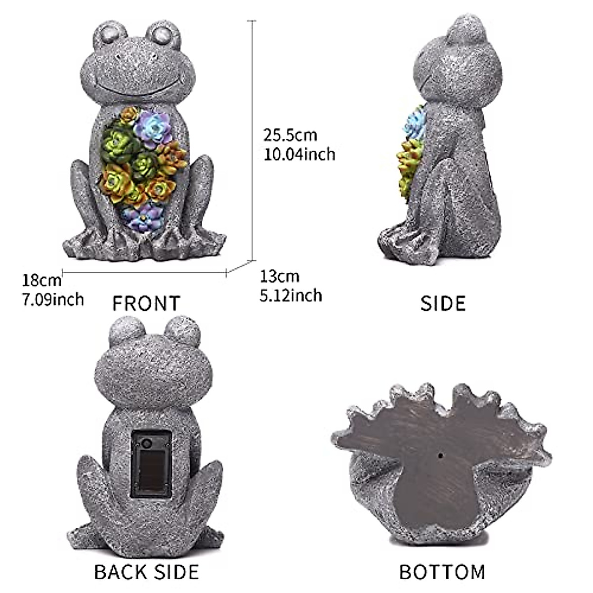 TastyHome Garden Statues Frog Figurine - Solar Powered Garden Decor for Outside, Garden Sculpture and Statues for Patio Lawn Yard Decor, Decorative Outdoor Statues with 6 Lights