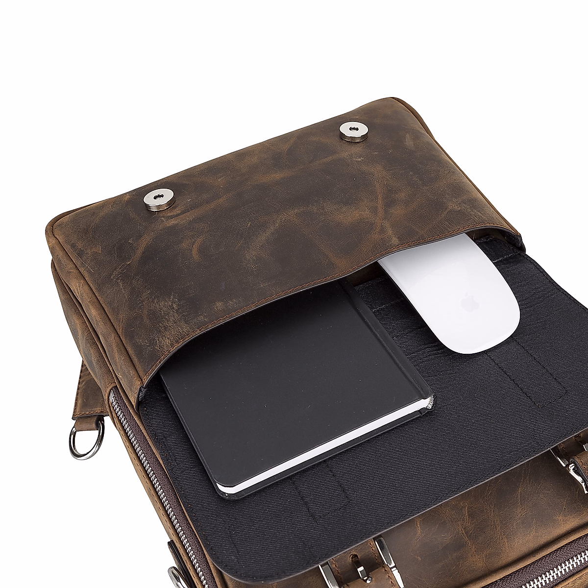 Bayelon Genuine Leather Backpack Vintage Laptop Bag for Women & Men, Travel Daypack, School Bag, Slim Business Bag (Dark Brown)