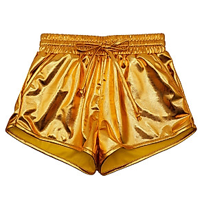 Gold Girls Metallic Shorts Shiny Sparkle Dance Hot Pants Shorts 6-7 Years