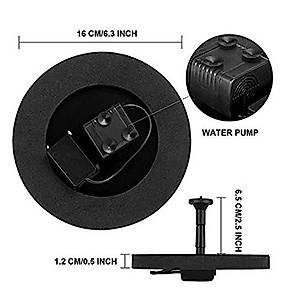 Lheng Solar Powered Fountain Pump, Solar Birdbath Fountain, 7V/1.4W Free Standing Floating Birdbath Water Pumps for Garden, Patio, Pond and PoolIdeal