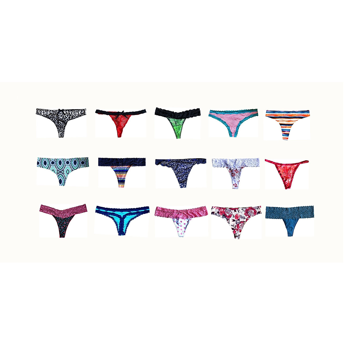 Morvia Varieties of Women Thong Pack Lacy Tanga G-string Bikini Underwear Panties (XL, 10 Pcs)