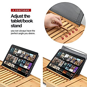 Luxury Bathtub Tray Caddy - Foldable Waterproof Bath Tray & Bath Caddy - Wooden Tub Organizer & Holder for Wine, Book, Soap, Phone Luxury Gift For Men & Women - Expandable Size, Fits Most Tubs Home It