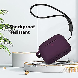 AIRSPO Airpods Pro 2nd Generation Case Cover 2022, Soft Silicone Shockproof Protective Case with Keychain AirPods Pro 2 Lanyard Case (Dark Purple)