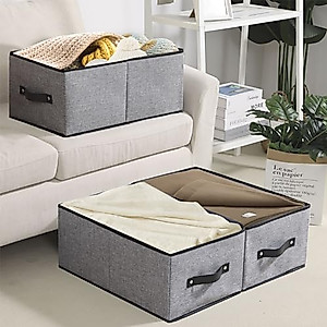 YheenLf Clothing Storage Bins,18.5×11.0×7.9 inches Closet Bin with Handles, Foldable Storage Baskets, Fabric Containers Storage Boxes for Organizing Shelves, Gray, Jumbo, 4-Pack