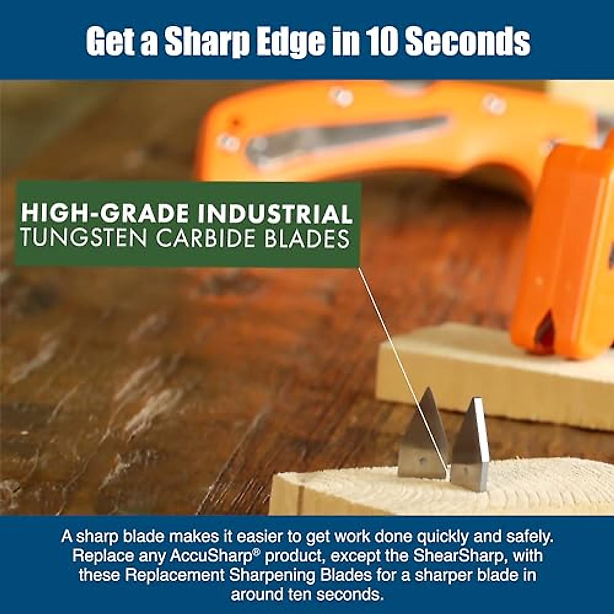 AccuSharp 003 Knife Sharpener Replacement Blades - High-Grade Industrial Tungsten Carbide Sharpener Blades - 2 Reversible Blades - 1 Pack