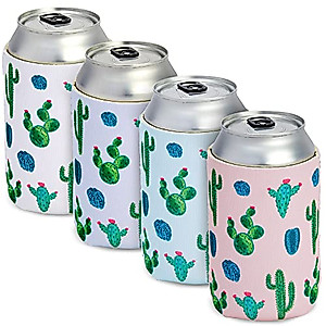 12 Pack Neoprene Soda Sleeves for Beer Cans, Soft Drinks, Beverages, Water Bottles, Cooler Sleeves for Cactus Party Supplies, Wedding Favors, Bachelorette Party