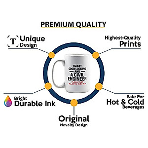 Flairy Land Civil Engineer Coffee Mug 15oz White -Smart Civil Engineer - Architect Bridge Engineer Builder Draftsman Interior Design Contractor