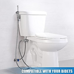 Brass Bidet T Adapter with Toilet Connector Line, Bidet Adapter Valve with Shut Off Valve, Connect to 1/2 or 3/8 Bidet Hose, 7/8" Toilet Tee Adapter for Handheld Bidet Attachment,Chrome,SonTiy