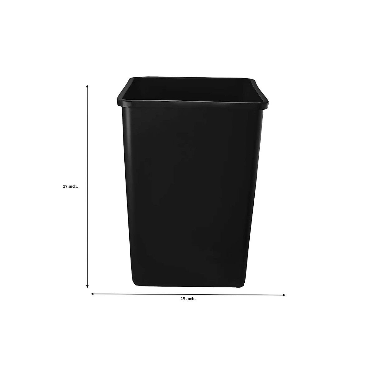 PRO&Family 140 Qt. / 35 Gallon / 132 Liters Black Square Trash Can. Trash Bin Kitchen Trash Can Recycling Bins Plastic Bin Garbage Can.