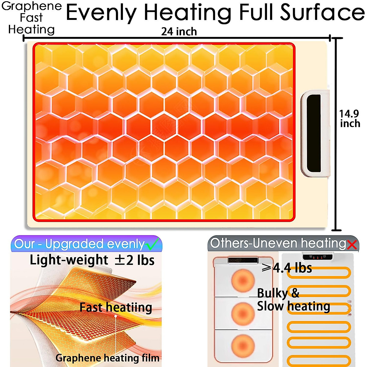 Food Warming Mat, Food Warmer for Parties Buffet - Upgraded Foldable Graphene Full Surface Fast Heating Electric Warming Tray, Portable Food Warmers Pad for Parties, 3 Temp,Auto Shut-Off & Child-Lock