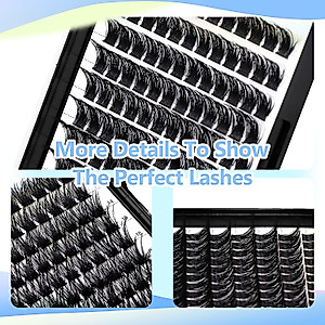 Hannahool 120pcs D Curl Individual Wide Stem Cluster DIY Eye Lashes Extensions Mixed 10-12-14-16mm/14-16-18mm/12-14-16mm Makeup Dramatic Volume Lashes (mixed 10-12-14-16mm)