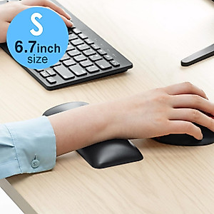 SANWA Gel Mouse Wrist Rest, PU Leather Ergonomic Wrist Support for Mouse, Pain Relief Wrist Cushion, Non-Slip Wrist Pillow for Computer, Laptop, Office, Gaming, Black, 6.7x2.7x0.75 inch