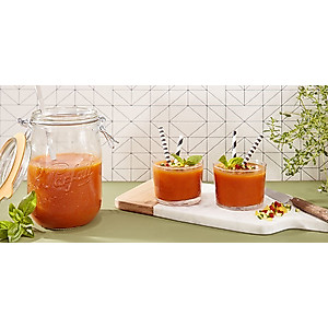 Le Parfait Super Jar, Canning Jar, 1L French Glass Canning Jar w/Round Body, Glass Jar With Airtight Lid, Canning Jar Wide Mouth, Glass Jar With Lid, Clear Jars, Clear Glass Jars (32oz/Quart, 1 pk)