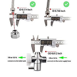 Hsmhose Bidet T Adapter with Shut off Valve,Metal T Valve for Bidet 7/8” X 7/8” X 1/2”or 3/8”,Tee Connector Bidet Attachment for Toilet
