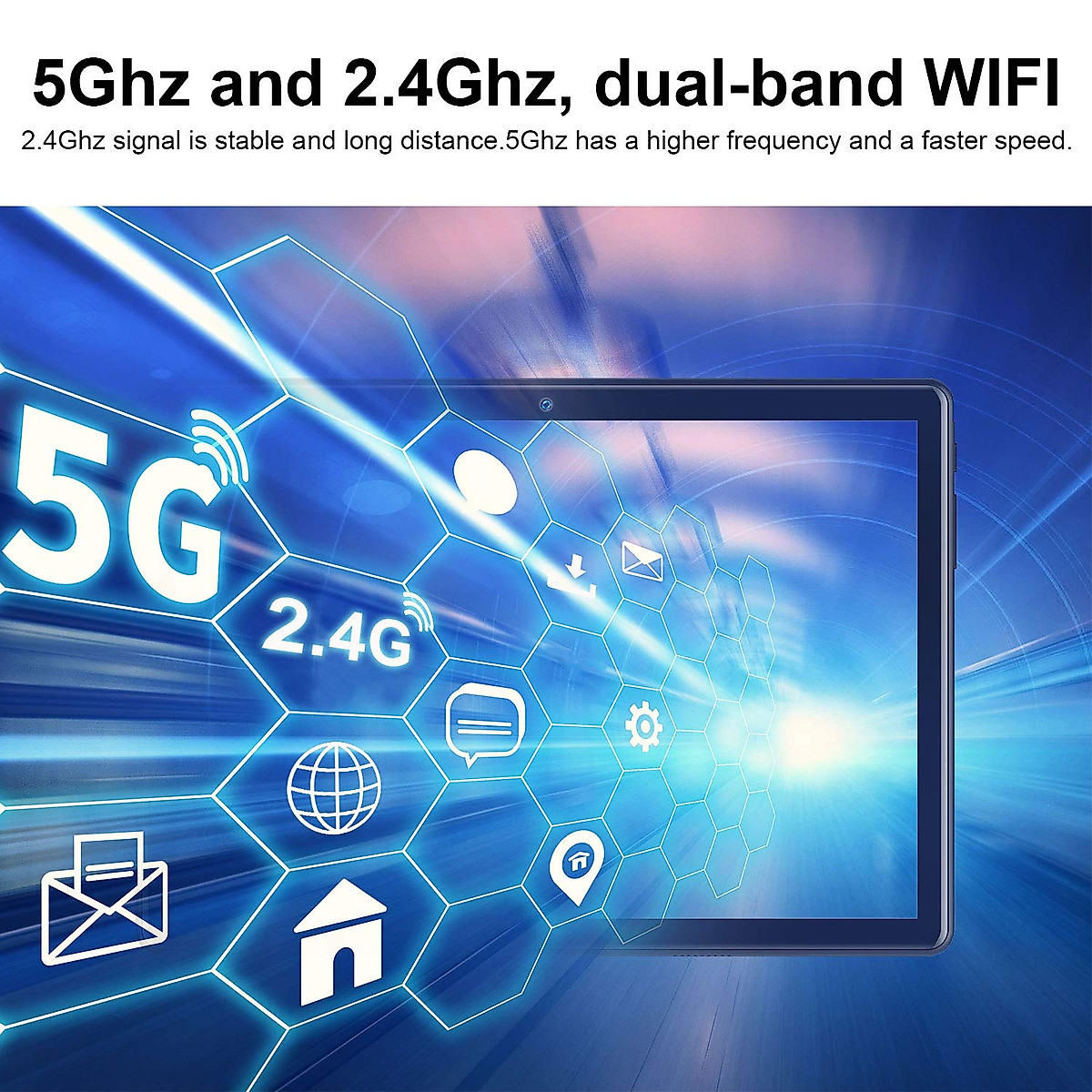 DUODUOGO Android Tablet 10 inch Newest Quad-Core Processor, 64GB+4GB 128GB Expandable, 5G/2.4G Dual WiFi, Android 10 Tablet Dual Camera 6000mAh Bluetooth FM, Gray