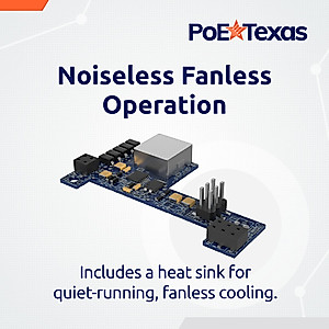 PoE Texas Raspberry Pi PoE Hat - Power Over Ethernet PiHat Fits Raspberry Pi 3 B+ and Pi 4 - Slim, Sleek, Compact, Heat Sink, Fanless - Works with 15 to 56 Volt Passive Network Switch or Injector