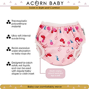 Acorn Baby Swim Diaper - Pink Flamingo Size 0-5 Adjustable Toddler and Baby Swimming Diaper Reusable Swimmers