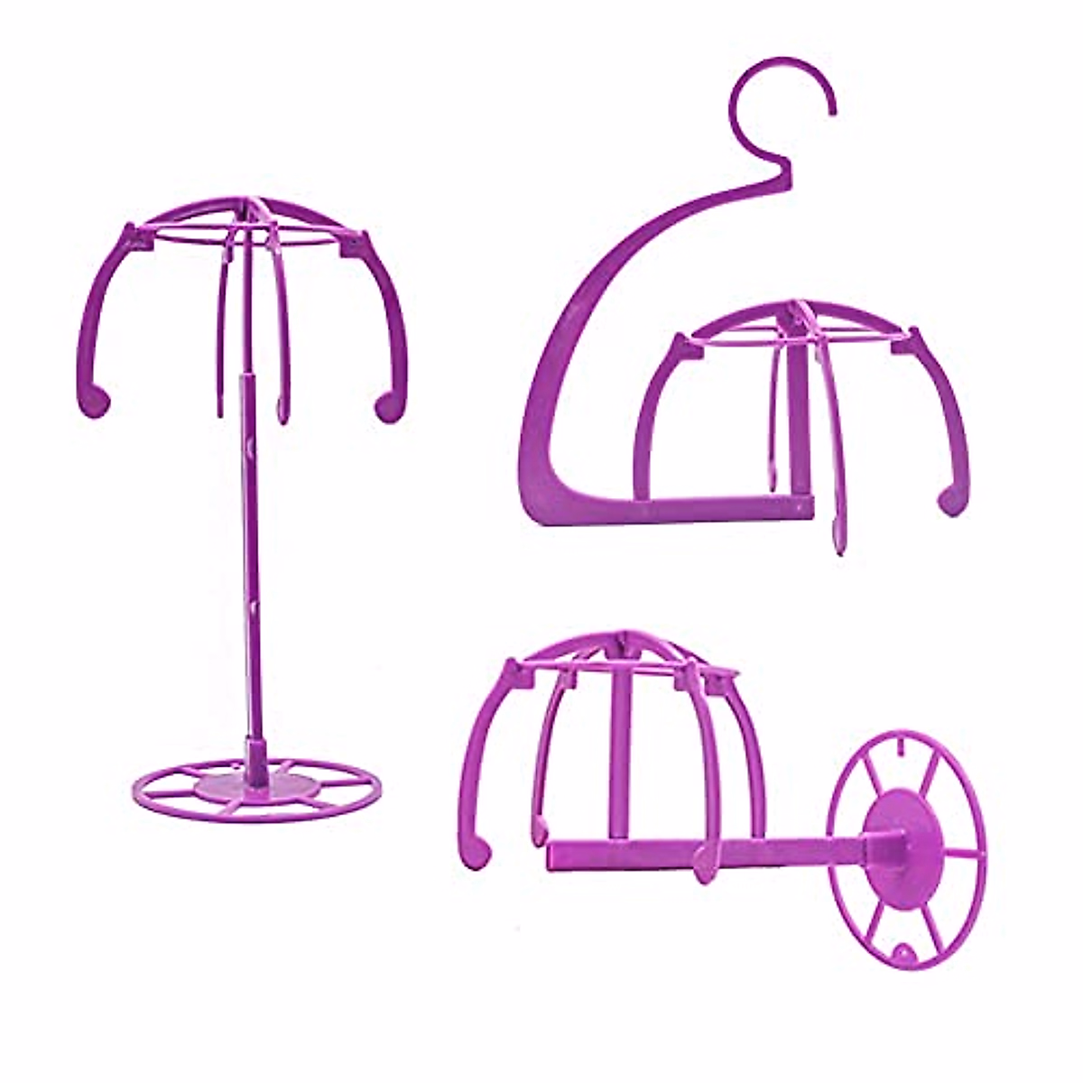 GEER Wig Stand,4 Packs Multifunctional Folding Portable Wall-Mounted Wig Holder Hanging Wig Stands Vertical Wig Hanger for All Wigs and Hats