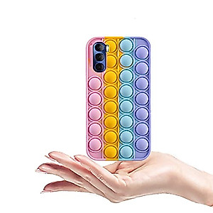 Fidget Toys Pop Phone Case for Moto g Stylus 4g 2022 with Tempered Film,Stress Relief Push Pop Bubble Funny Kawaii Cute Fun Soft Silicone Design Cover for Moto g Stylus 4g 2022 Pink