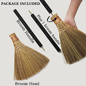 TTS For Home Natural Whisk Sweeping Hand Handle Broom - Vietnam Handmade Straw Soft Broom - Wedding Broom 11.81" Width,26" Length