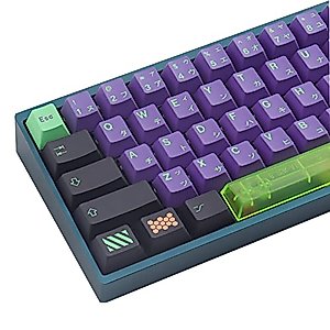 JOMKIZ PBT Keycaps,135 Keys Mecha Dye Sublimation Cherry Profile Keycaps with 7U Clear Spacebar Japanese Keycap Set for Cherry MX Switches US Layout Mechanical Keyboards