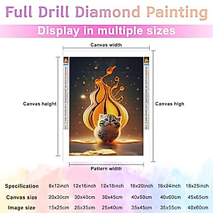 Orange Cat Cute Cat Diamond Painting Kits for Adults,5D DIY Round Full Drill Cross Stitch Crystal Rhinestone Embroidery Paintings Arts Crafts 16 * 24inch