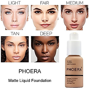 BestLand 2Pack PHOERA Foundation Full Coverage Liquid Foundation Cream - Long-lasting Lightweight Concealer - Oil-Free Formula - Natural Shade - Suitable for All Skin Types (2 Pack Buff Beige #104)