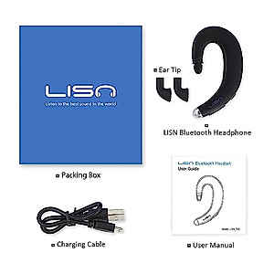 Ear Hook Wireless Bluetooth Headphone,LISN Painless Wearing Bluetooth Earpiece with Mic,Lightweight Non Ear Plug Single Ear Bluetooth Headset for Cell Phone 8-10 Hrs Playtime(Black)