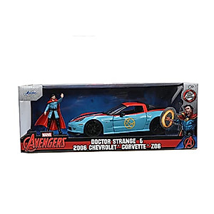 Jada Toys Marvel Doctor Strange 1:24 2006 Chevy Corvette Z06 Die-Cast Car with 2.75'' Dr. Strange Figure, Toys for Kids and Adults (32115)