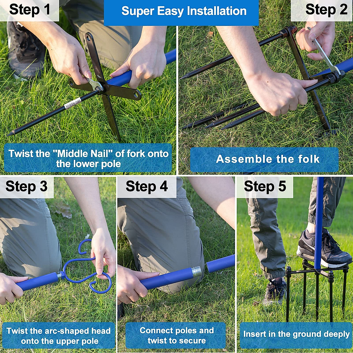 Elevens String Light Pole - A Set of 2, Patio Light Poles with Arc Shaped Hooks, Outdoor Light Poles for Outside String Light, Perfect for Garden, Backyard, Party, Wedding, Birthday Decoration (Black)