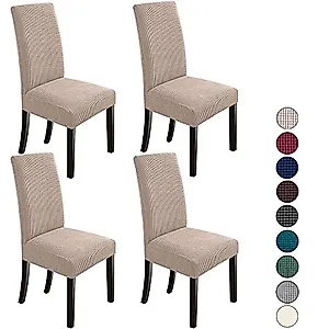 NORTHERN BROTHERS Dining Chair Covers Seat Parson Chair Slipcover for Dining Room Set of 4, Khaki