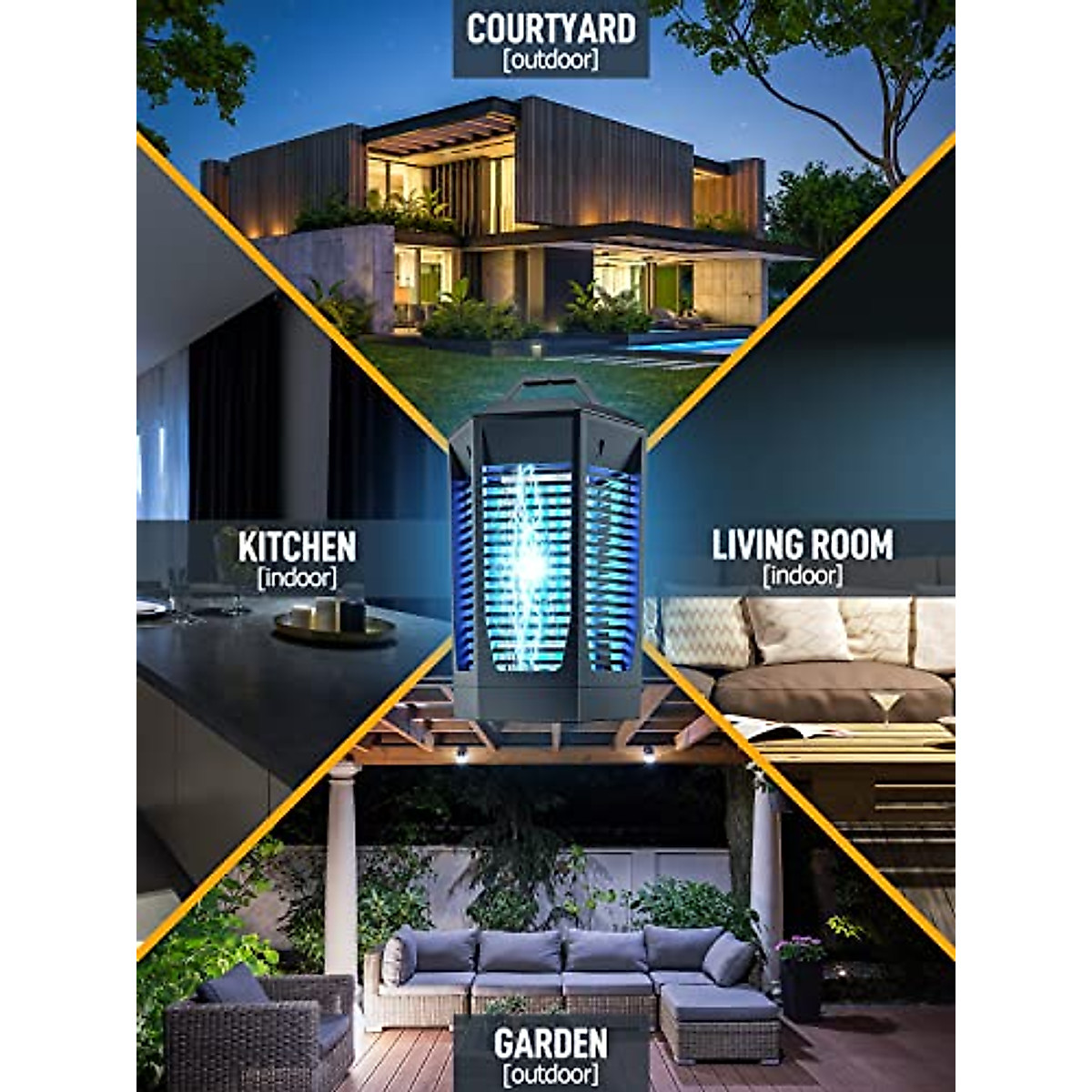 Bug Zapper Outdoor, Pophies Bug Zapper Indoor Plug in with 4200v High Powered, 18w Bug Zapper Outdoor Waterproof, Mosquito Killer Up to 2300 Sq Ft, Electric Bug Zapper for Patio Garden Home Kitchen