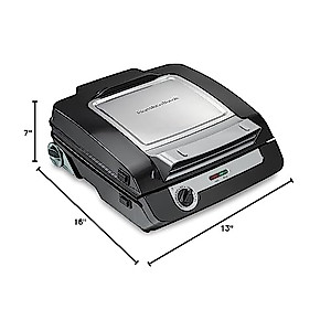 Hamilton Beach 4-in-1 Indoor Grill & Electric Griddle Combo with Bacon Cooker, Opens Flat to Double Cooking Surface, Removable Nonstick Plates, Black & Silver (25601)
